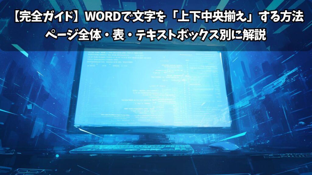 【完全ガイド】Wordで文字を「上下中央揃え」する方法｜ページ全体・表・テキストボックス別に解説 | ちょげぶろぐ